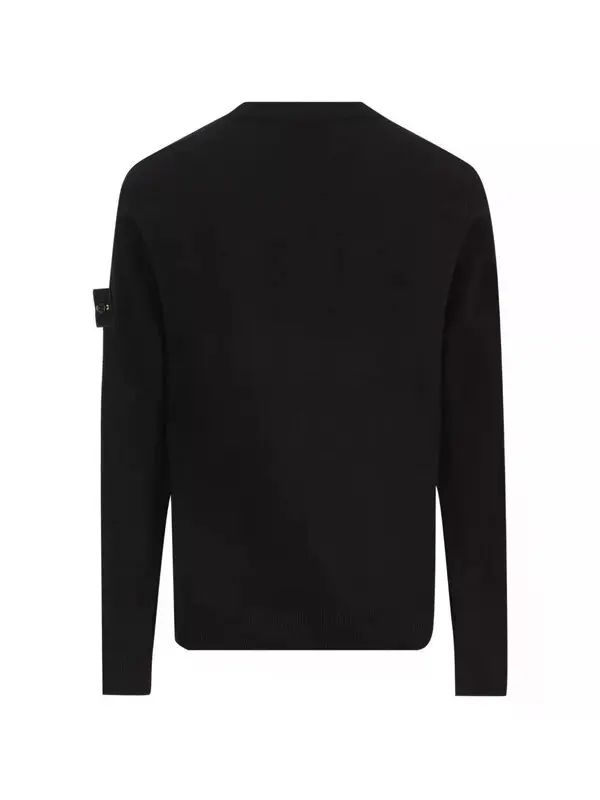 Stone Island Logo-patch Crew Neck Sweatshirt - Black