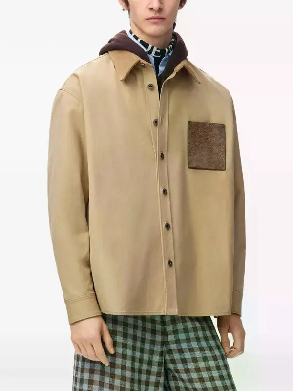 Loewe Corduroy-collar Embroidered Jacket - Neutrals
