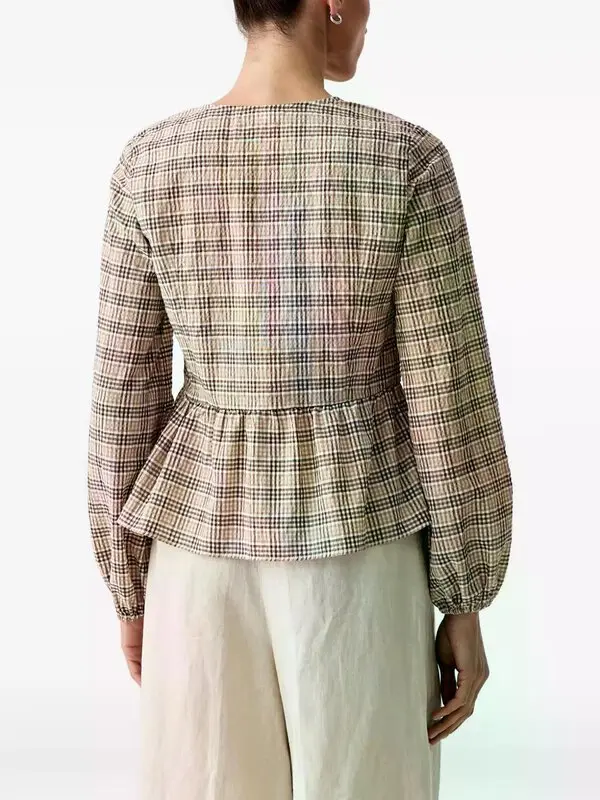 Marc O'polo Check-pattern Peplum Blouse