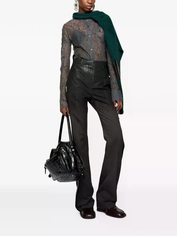 Acne Studios Buckle-detail Pinstriped Trousers - Black