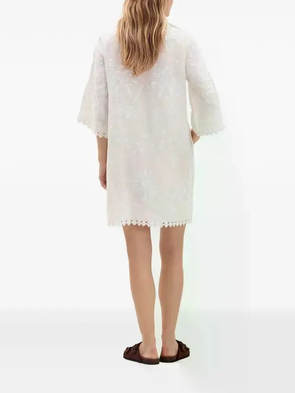 ERES Aigue-marine Embroidered Linen Mini Dress