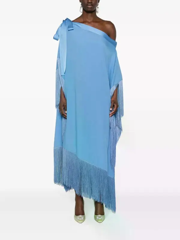 TALLER MARMO Maxi Kaftan Dress With Fringed Edge