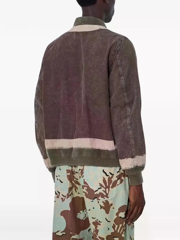 NOMARHYTHM Distressed-finish Zipped-sleeve Bomber Jacket
