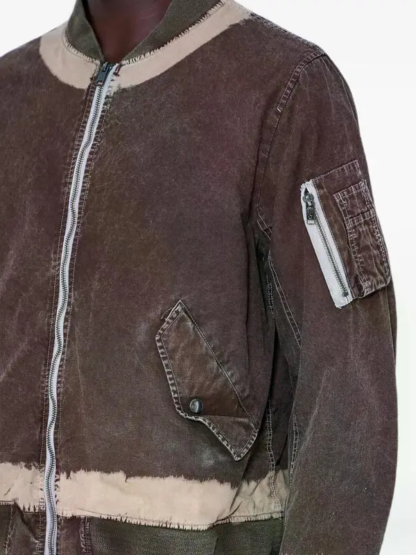 NOMARHYTHM Distressed-finish Zipped-sleeve Bomber Jacket