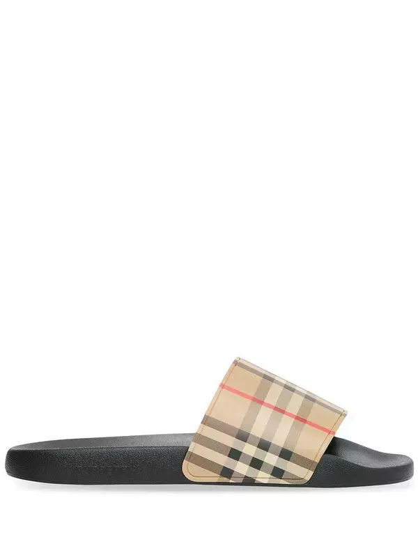 Burberry Check-print Slides - Neutrals