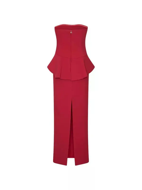 ROTATE BY BIRGER CHRISTENSEN Floral Embellished Strapless Maxi Dress - Red