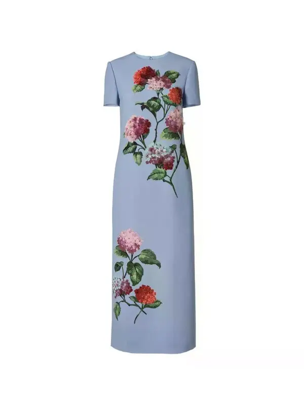 Carolina Herrera Hydrangea-embroidered Shift Dress - Blue