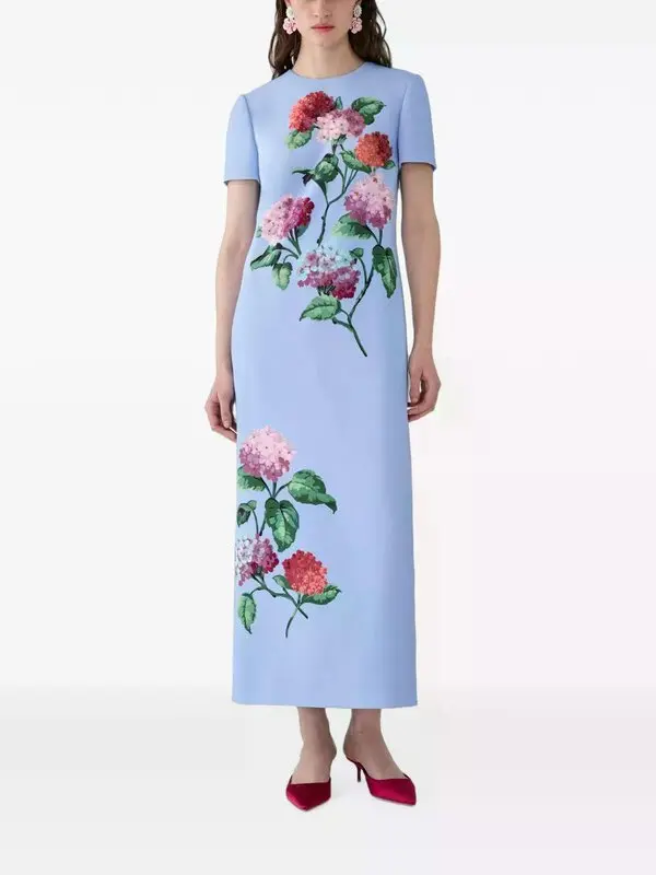 Carolina Herrera Hydrangea-embroidered Shift Dress