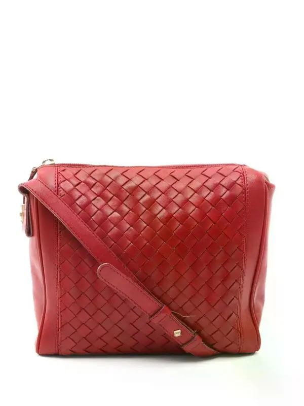 Bottega Veneta 2000s Intrecciato Shoulder Bag - Red