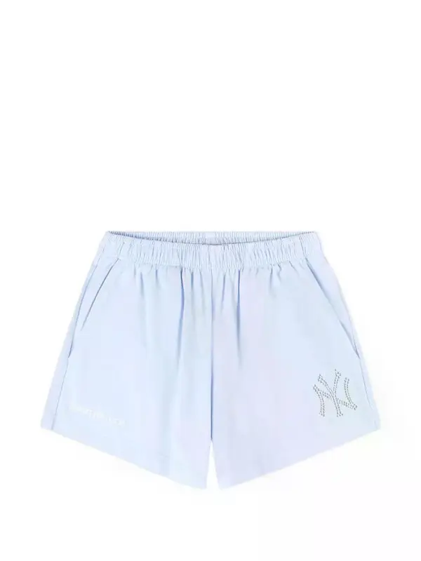 SPORTY & RICH Yankees Krystal Disco Shorts - Blue