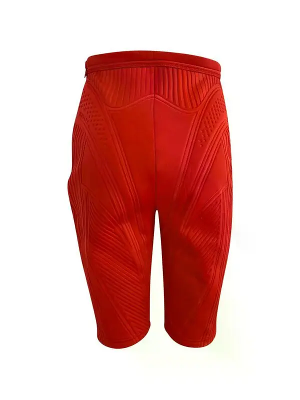 MUGLER Ribbed Cycling Shorts - Red