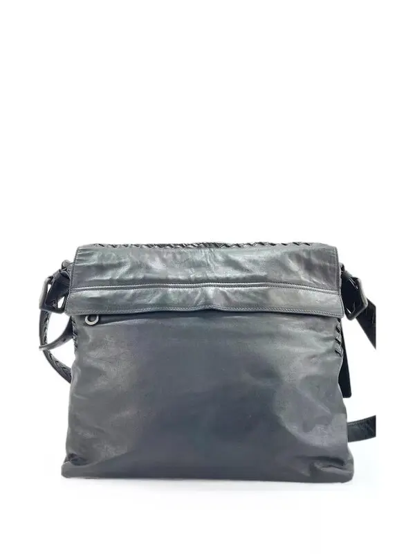 Bottega Veneta Croc-embossed Intrecciato Shoulder Bag