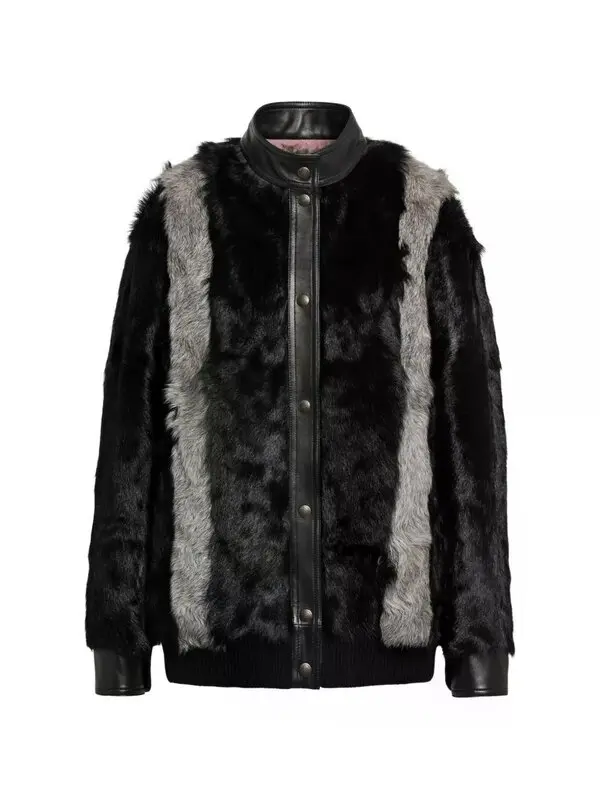 Valentino Garavani Panelled Fur And Leather Jacket - Black