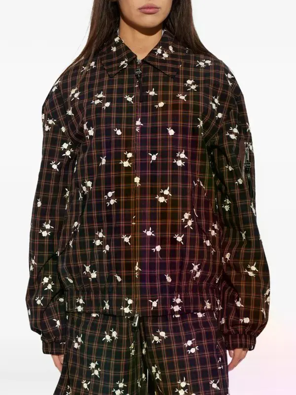GANNI Check Floral-embroidered Jacket