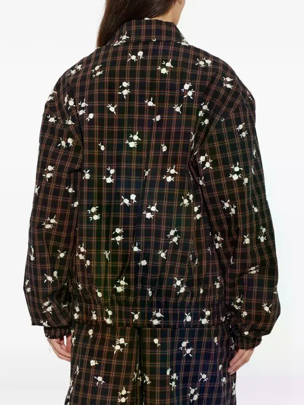 GANNI Check Floral-embroidered Jacket
