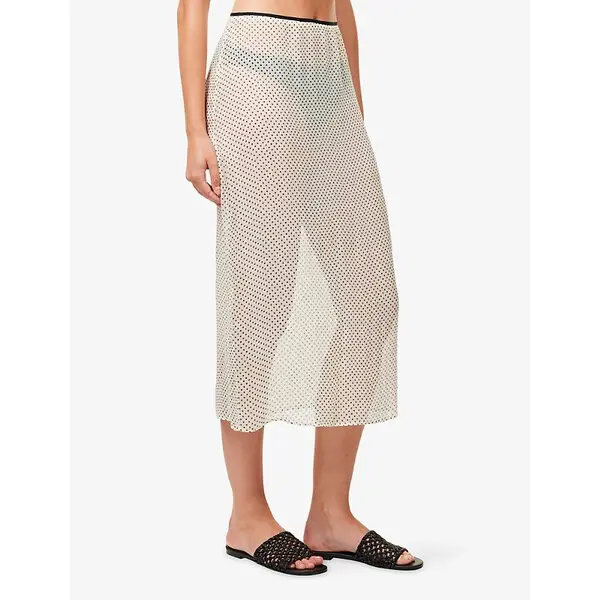 Hunza G Polka-dot Sheer Midi Skirt - Vanilla