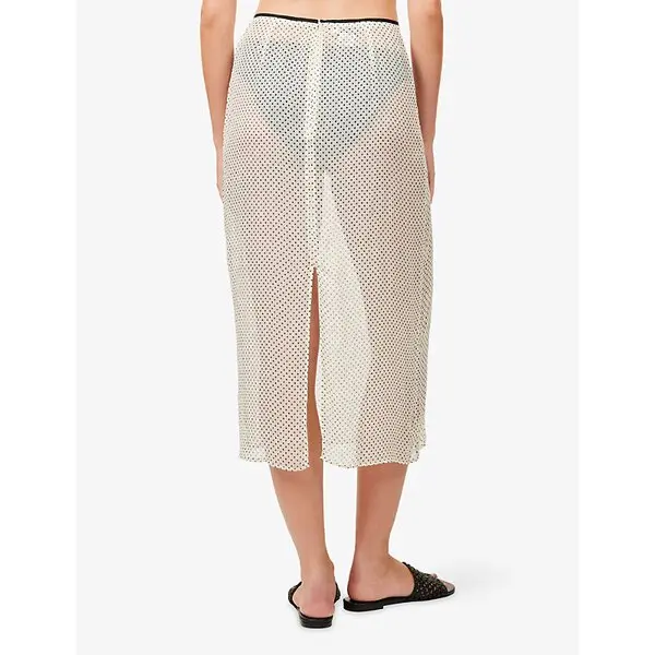 Hunza G Polka-dot Sheer Midi Skirt - Vanilla