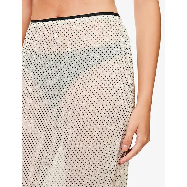 Hunza G Polka-dot Sheer Midi Skirt - Vanilla