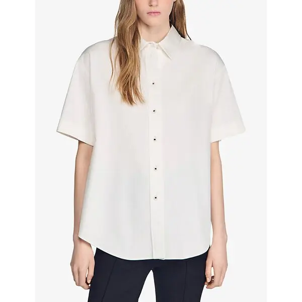 Sandro Oversized Pleated-back Woven Shirt