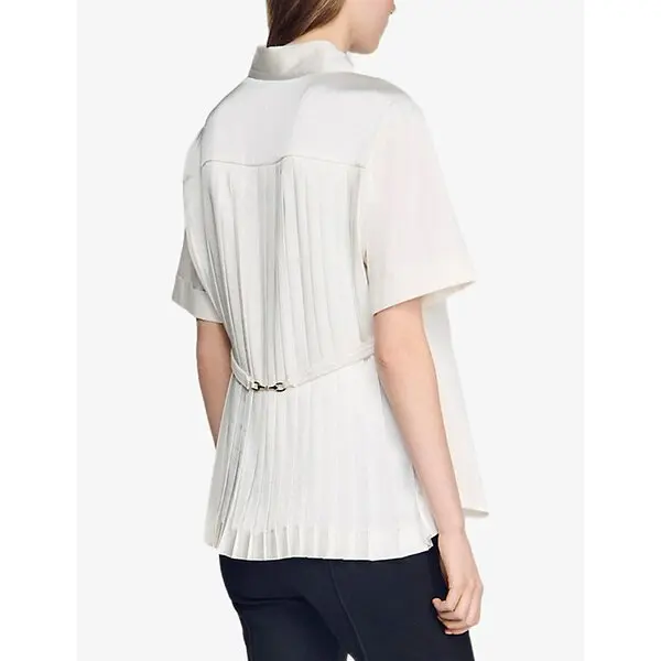 Sandro Oversized Pleated-back Woven Shirt