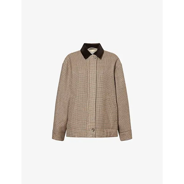 Max Mara Houndstooth Wool Short Coat - Brown