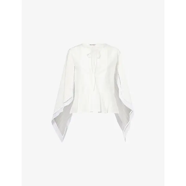 JW Anderson Draped-sleeve Lace-trim Cotton Top - White