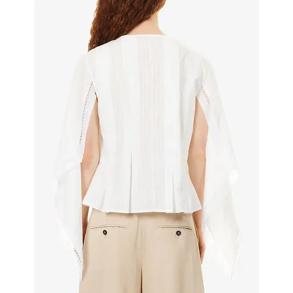 JW Anderson Draped-sleeve Lace-trim Cotton Top