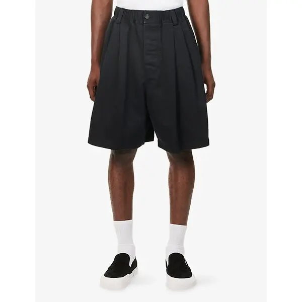 Marni Gathered Waist Wide-leg Cotton Shorts