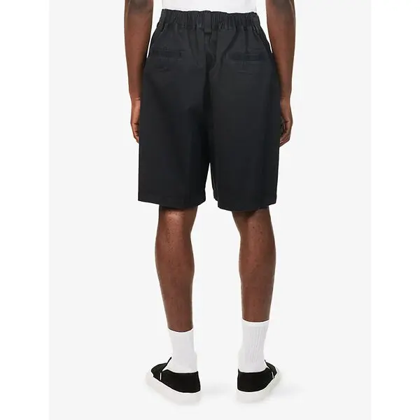 Marni Gathered Waist Wide-leg Cotton Shorts