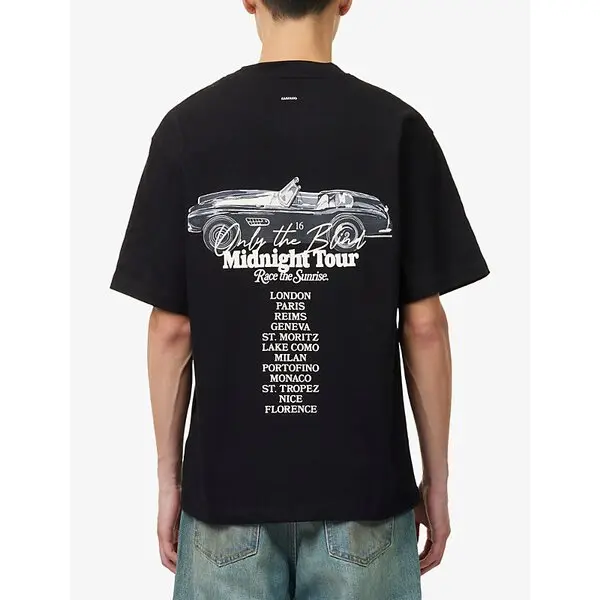 ONLY THE BLIND Midnight Tour Print Cotton T-shirt - Black