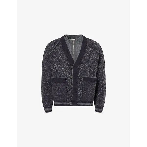 CRAIG GREEN Blanket Layered Wool-blend Bomber Jacket - Navy