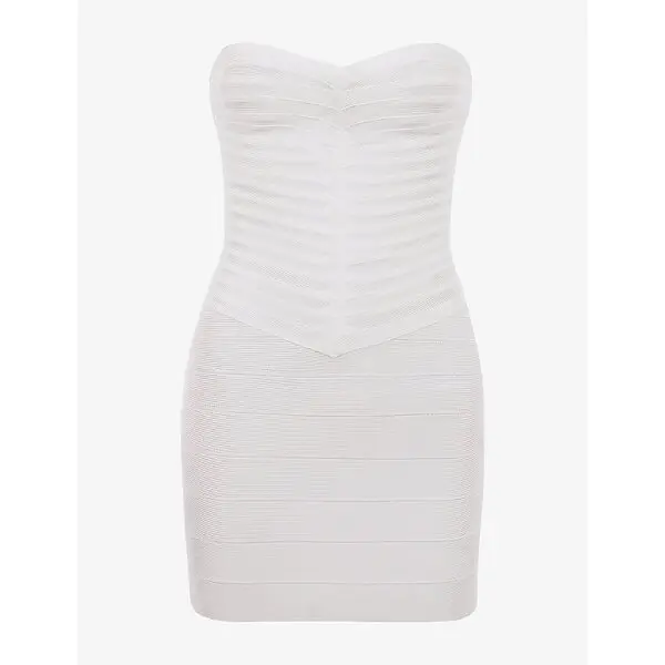 House Of Cb The Sweetheart Strapless Stretch-woven Mini Dress - White