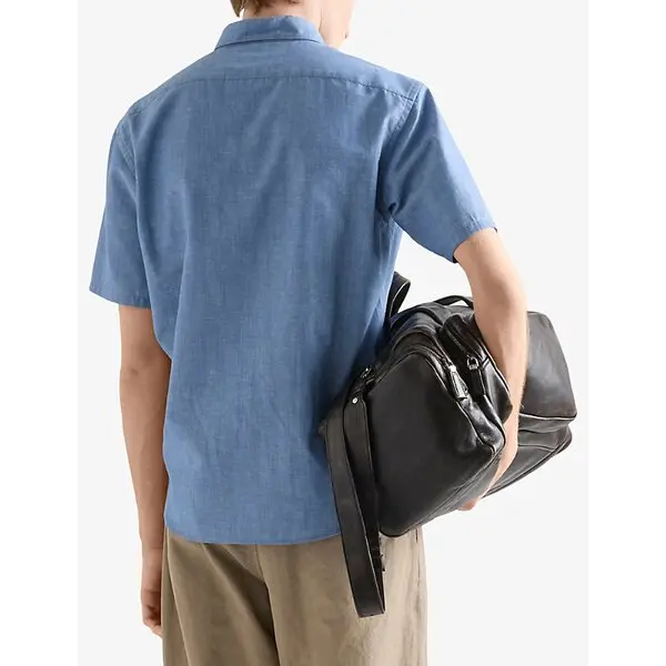 Prada Short-sleeve Chambray Cotton-linen Shirt