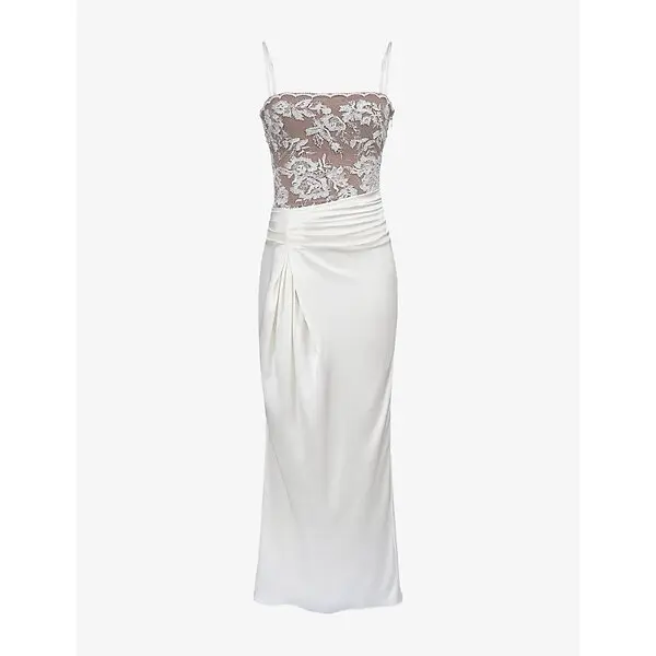 House Of Cb Eliette Embellished Satin Maxi Dress - Ivory