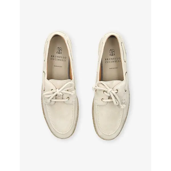 Brunello Cucinelli Suede Lace-up Boat Shoes