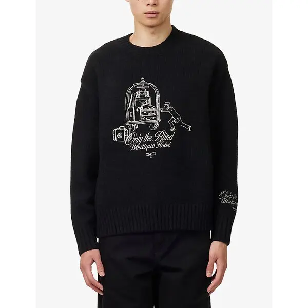 ONLY THE BLIND Midnight Porter Embroidered Knitted Jumper