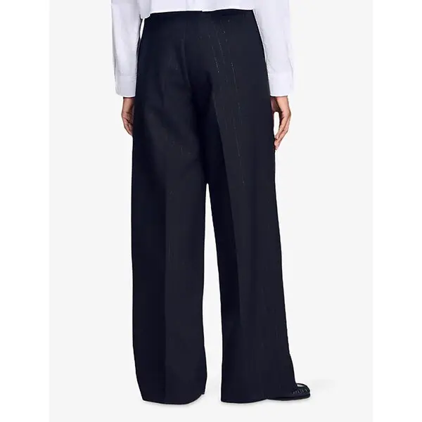 Sandro Pinstriped Wide-leg Woven Trousers