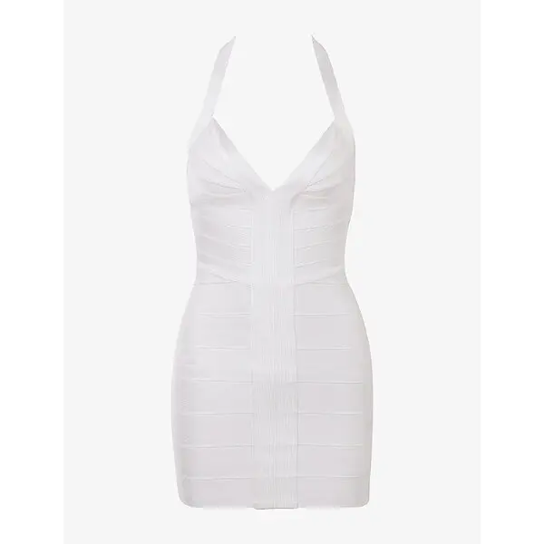 House Of Cb The Contour Halter-neck Stretch-woven Mini Dress - White