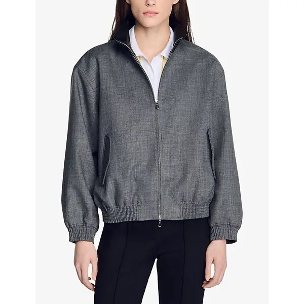 Sandro Relaxed-fit Leather-collar Wool Jacket