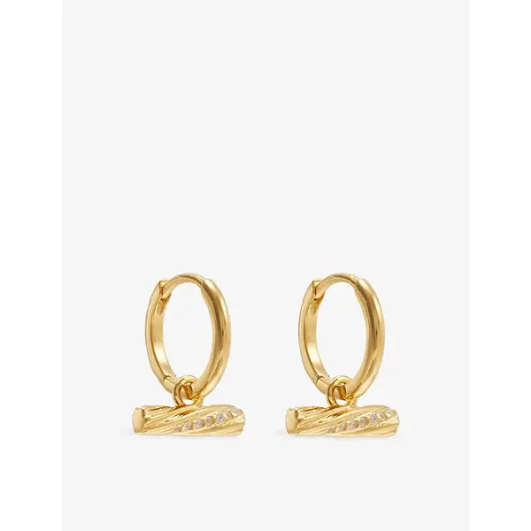 RACHEL JACKSON 18ct -plated Sterling-silver Twisted T-bar Huggie Earrings