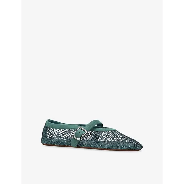 Alaïa Ballerina Mesh And Suede Ballet Flats - Teal
