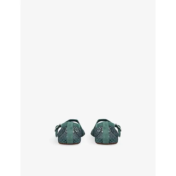 Alaïa Ballerina Mesh And Suede Ballet Flats - Teal
