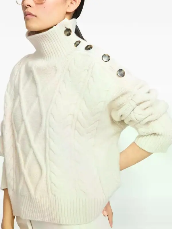 YVES SALOMON Cable-knit Button-detail Sweater