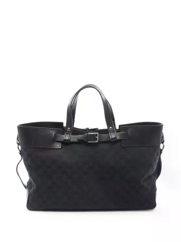 Gucci 2000s Gg Canvas Tote Bag - Black