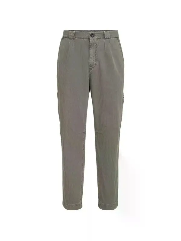 Brunello Cucinelli Cotton Chevron Trousers With Zipped Pocket - Grey