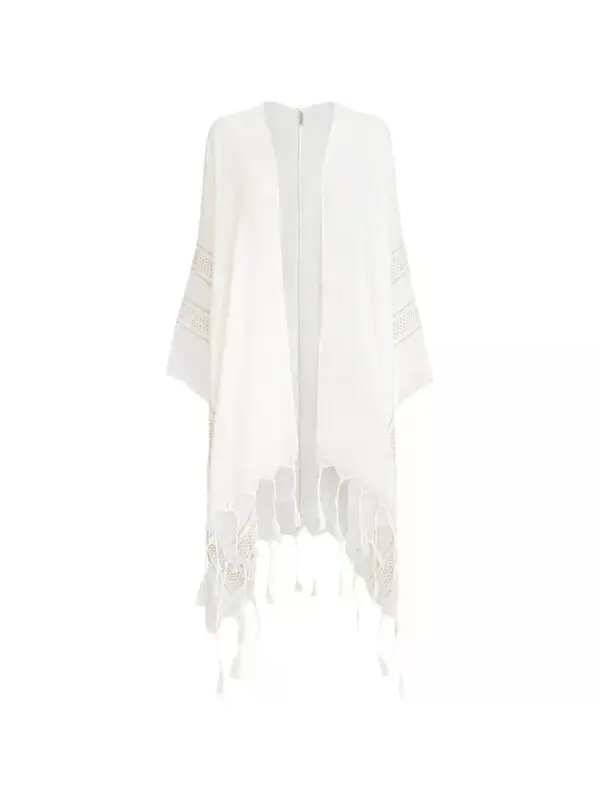 Brunello Cucinelli Linen Poncho With Broderie Anglaise - White