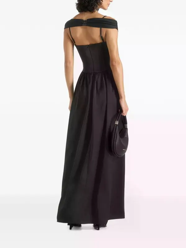 Manière De Voir Off-shoulder Satin Corset Maxi Dress - Black