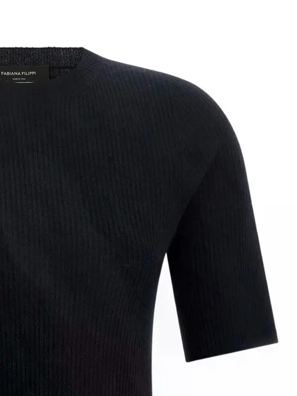 Fabiana Filippi Ribbed-knit Short-sleeve T-shirt - Blue