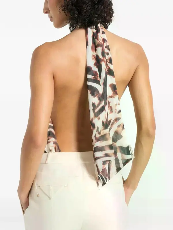 Manière De Voir Phoebe Animal Print Tie-neck Blouson Top