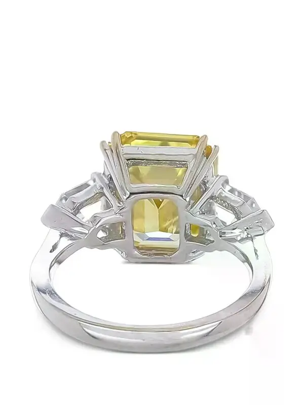 FANTASIA BY DESERIO Emerald-cut Yellow Cubic Zirconia Ring In White Gold